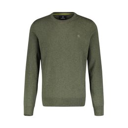 Rundhalspullover Lerros Gr. XXL, grün (chilled olive melange) Herren Pullover mit Logo Stickerei