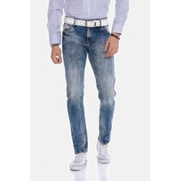 Cipo & Baxx 5-Pocket-Jeans CIPO & BAXX "Jeans", Herren, Gr. 28, Länge 32, blau (jeansblau), 98% Baumwolle;2% Elasthan, unifarben, Basic, regular fit lang, Jeans, im Straight Fit