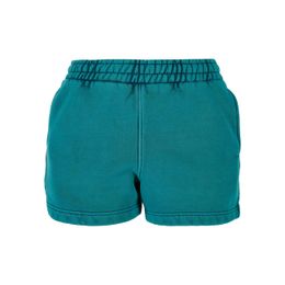 Sweatshorts Urban Classics "Urban Classics Damen Ladies Stone Washed Shorts" Gr. L, US-Größen, grün (watergreen) Damen Hosen