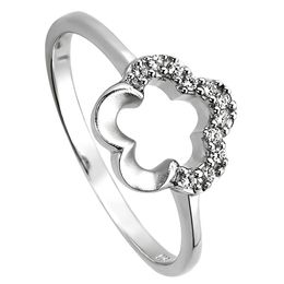 Fingerring Jobo "Ring Blume mit 11 Zirkonia" Fingerringe Gr. 50, Silber 925 (Sterlingsilber), silberfarben (silber 925, weiß) Damen 925 Silber