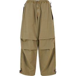 Stoffhose Urban Classics "Urban Classics Damen Ladies Cotton Parachute Pants", Damen, Gr. L, US-Größen, grün (tiniolive), 100% Baumwolle, unifarben, oversize, Hosen