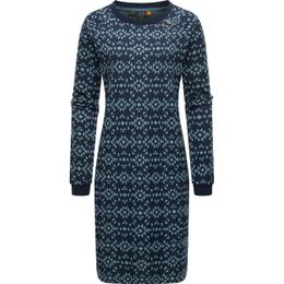 Sweatkleid Ragwear "Dassa Aztec" Gr. L (40), Normalgrößen, blau (navy) Damen Kleider Etuikleid stylisches Langarmkleid für den Winter