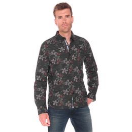Outdoorjacke Le Temps Des Cerises "RIKEL", Herren, Gr. L, schwarz, 100% Baumwolle, gebl&uuml;mt, Jacken Outdoorjacke, mit sch&ouml;nem Blumenmuster
