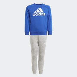 Trainingsanzug adidas Sportswear "LK BOS JOG FT" Gr. 128, blau (semi lucid blue) Kinder Sportanzüge