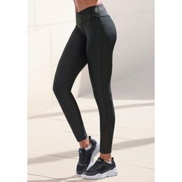 active by Lascana Funktionsleggings LASCANA ACTIVE, Damen, Gr. XS (32/34), N-Gr, schwarz, Obermaterial: 85% Polyester, 15% Elasthan, unifarben, sportlich, figurbetont lang, Hosen, Sportleggings mit V-förmigen Bündchen in Leo-Optik