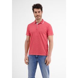 Poloshirt Lerros "Lerros Poloshirt mit Finelinerstreifen", Herren, Gr. M, rot (hibiscus rot), 100% Baumwolle, Shirts