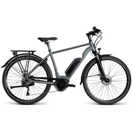 E-Bike HAWK Bikes "E-Trekking 500 Gent" E-Bikes Gr. 53cm, 28 Zoll (71,12cm), grau Pedelec, Elektrofahrrad für Damen u. Herren