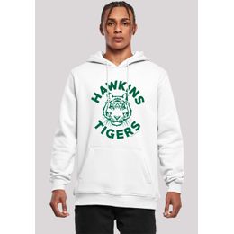 Kapuzenpullover F4NT4STIC "Stranger Things Hawkins Tigers Netflix TV Series" Gr. L, weiß Herren Pullover Premium Qualität