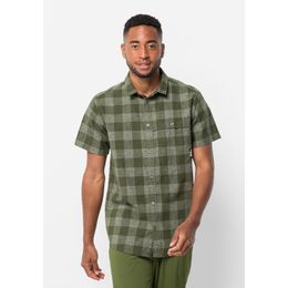 Funktionshemd Jack Wolfskin "HIGHLANDS SHIRT M" Gr. S (48), Normalgrößen, grün (greenwood, checks) Herren Hemden