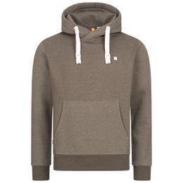 Kapuzensweatshirt DEPROC Active "LinusCMYK II MEN" Gr. L (52), braun Herren Sweatshirts weiche Fleecejacke mit Kängurutasche