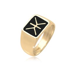 Siegelring Kuzzoi "Herren Siegelring Emaille Logo Basic 925 Silber" Gr. 66, gold, Fingerringe, Herren, 66mm, Silber 925 (Sterlingsilber), 10mm