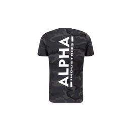 T-Shirt Alpha Industries "Alpha Industries Men - T-Shirts Backprint T Camo" Gr. L, schwarz (schwarz camo), Herren, Shell: 100% Cotton, Shirts