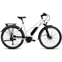 E-Bike HAWK Bikes "E-Trekking 500 Lady" E-Bikes Gr. 48cm, 28 Zoll (71,12cm), weiß Pedelec, Elektrofahrrad für Damen u. Herren