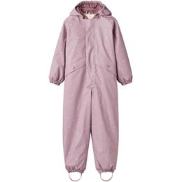 Regenoverall Wheat "Thermo Rainsuit Aiko" Gr. 104, N-Gr, lila (soft lila flowers), Jungen, Web, Obermaterial: 100% Polyester, geblümt, Overalls, wasserdicht, atmungsaktiv