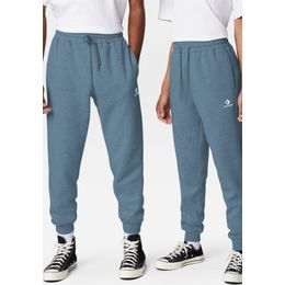 Jogginghose Converse "GO-TO EMBROIDERED STAR CHEVRON BRUSHED BACK FLEECE SWEATPANT" Gr. L, N-Gr, blau (newtral teal) Herren Hosen Unisex