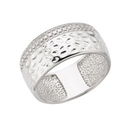 Fingerring ZEEme "Silber 925 rhodiniert mit weißen Zirkonia-Steinen" Fingerringe Gr. 016 (50,5), Silber 925 (Sterlingsilber), weiß (weiß, weiß) Damen Handschmuck (Ringe)