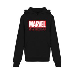 Kapuzenpullover F4NT4STIC "Marvel Logo Waschsymbole" Gr. 110/116, schwarz, Mädchen, Obermaterial: 65% Baumwolle, 35% Polyester, Pullover, Print