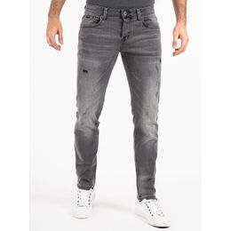 Slim-fit-Jeans PEAK TIME "München" Gr. 38, Länge 34, grau (hellgrau) Herren Jeans 5-Pocket-Jeans mit Stretch-Bund und Destroyed-Optik