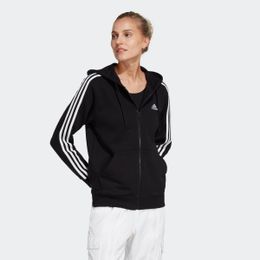 Kapuzensweatjacke adidas Sportswear "ESSENTIALS 3STREIFEN FRENCH TERRY REGULAR KAPUZENJACKE" Gr. L, schwarz-weiß (black, white) Damen Sweatjacken