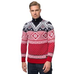 Strickpullover Rusty Neal, Herren, Gr. L, rot, 70% Polyacryl, 30% Baumwolle, mehrfarbig, unifarben, casual, normal, ohne Ausschnitt, Pullover, mit winterlichem Muster