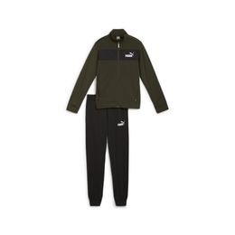 Jogginganzug Puma "POLY SUIT CL B" Gr. 140, grün (schwarz olive), Kinder, Trikot, Obermaterial: 100% Polyester, unifarben, Sportanzüge