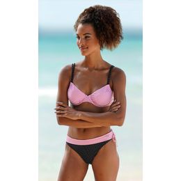 Bikini-Hose Buffalo "Florida" Gr. 38, N-Gr, rosa (rosa, schwarz) Damen Badehosen mit Zierschleife, Mix-Kini