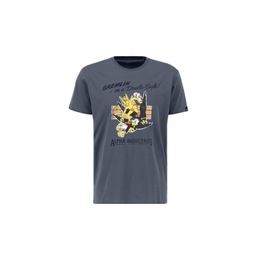 T-Shirt Alpha Industries "Alpha Industries Men - T-Shirts Gremlin T" Gr. L, grau (grauschwarz), Herren, Shell: 100% Cotton, Shirts