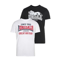 T-Shirt Lonsdale "COLLESSIE" Gr. 4XL (68/70), schwarz-weiß (weiß, schwarz), Herren, Single Jersey, Obermaterial: 60% Baumwolle, 40% Polyester, Shirts