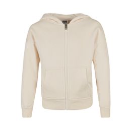 Kapuzensweatshirt Urban Classics "Urban Classics Damen Girls Organic Terry Zip Hoody" Gr. 110/116, beige (whitesand) Mädchen Sweatshirts