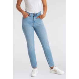 Levi's Straight-Jeans LEVI'S "TAILORED 724 STRAIGHT", Damen, Gr. 27, Länge 32, blau (tall glass of water), Denim/Jeans, Obermaterial: 80% Baumwolle, 19% Polyester, 1% Elasthan, unifarben, casual, straight fit normal, Jeans