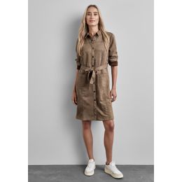 Blusenkleid Street One Gr. 44, EURO-Größen, braun (rich mocha) Damen Kleider mit Bindegürtel zum Taillieren