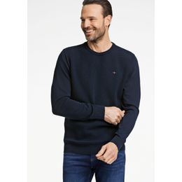 Strickpullover Bison "Bison Strickpullover", Herren, Gr. 4XL, blau (dk navy), Obermaterial: 100% Baumwolle, Rundhals, Pullover