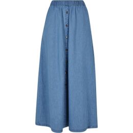 Sommerrock Urban Classics "Urban Classics Damen Ladies Long Wide Light Denim Skirt" Gr. 3XL, blau (skyblue washed) Damen Röcke