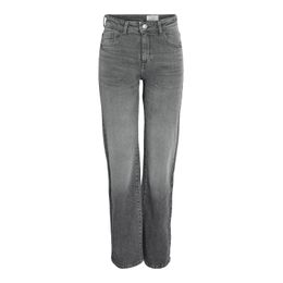 Straight-Jeans Noisy may "NMYOLANDA NW WIDE JEANS AZ371DG NOOS", Damen, Gr. 25, Länge 32, blau (dunkelgrau denim), Denim/Jeans, Obermaterial: 99% Baumwolle, 1% Elasthan, modisch, straight fit, Jeans