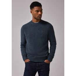 Rundhalspullover Street One MEN Gr. L (42), blau (dunkelblau melange), Herren, Stoff, 44% Polyacryl, 29% Polyester, 23% Wolle, 4% Elasthan, unifarben, Pullover Grobstrickpullover, aus elastischem Materialmix