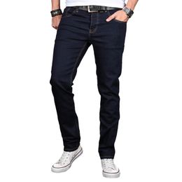 Slim-fit-Jeans Alessandro Salvarini "ASLuca", Herren, Gr. W34L34, L&auml;nge 34, blau (as042), Denim/Jeans, Obermaterial: 98% Baumwolle, 2% Elasthan, Destroyed-Effekte, leichte Abriebeffekte, slim fit, Jeans Slim-fit-Jeans, Stretch mit Elasthan