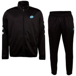 Trainingsanzug Lotto, Herren, Gr. L (52/54), schwarz (caviar), 100% Polyester, unifarben, sportlich, Sportanzüge, - mit Logoprints an den Schultern