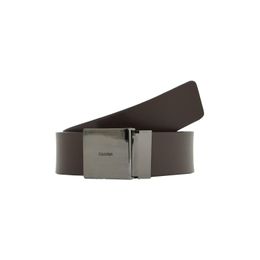 Ledergürtel Calvin Klein "ADJ CASUAL PLAQUE 35MM" Gr. 100, braun (dark brown) Damen Gürtel Logoprägung, Klickschnalle