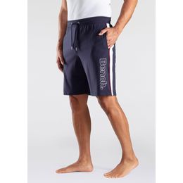 Sweatshorts BENCH. LOUNGEWEAR Gr. 44/46 (S), N-Gr, blau (navy, weiß), Herren, Sweatware, Obermaterial: 60% Baumwolle, 40% Polyester, unifarben mit Farbeinsatz, Hosen, mit seitlichen Taschen