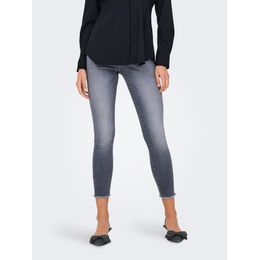 Skinny-fit-Jeans Only "ONLBLUSH MID SKIN ANK RW DNM TAI270 NOOS" Gr. XS (34), Länge 30, blau (medium grau denim), Damen, Denim/Jeans, Obermaterial: 92% Baumwolle, 6% Elastomultiester, 2% Elasthan, unifarben, Jeans