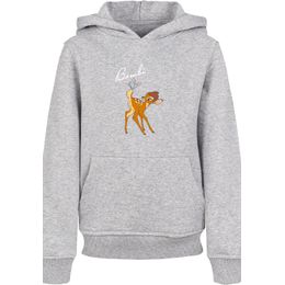 Kapuzenpullover F4NT4STIC "Disney Bambi Schmetterling Tail" Gr. 122/128, grau (erdgrau), Mädchen, Obermaterial: 65% Baumwolle, 35% Polyester, Pullover, Print