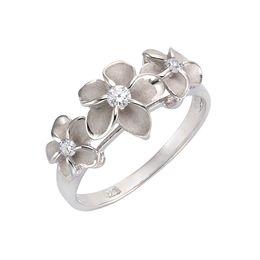 Fingerring Firetti "Schmuck Geschenk Silber 925 Silberring Blume/Blüte" Fingerringe Gr. 16, Silber 925 (Sterlingsilber), silberfarben (silberfarben, kristallweiß) Damen mit Zirkonia (synth.)