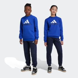 Trainingsanzug adidas Sportswear "ESSENTIALS BIG LOGO KIDS JOGGINGANZUG" Gr. 128, blau (semi lucid blau), Kinder, Obermaterial: 70% Baumwolle, 30% Polyester, Sportanzüge