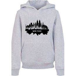 Kapuzenpullover F4NT4STIC "Cities Collection - New York skyline" Gr. 122/128, grau (erdgrau), Mädchen, Obermaterial: 65% Baumwolle, 35% Polyester, Pullover, Print