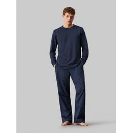 Pyjama Calvin Klein Underwear "L/S PANT SET" Gr. XL (54), blau (ink top, diamond logo ink btm) Herren Homewear-Sets mit Alloverprint Hose