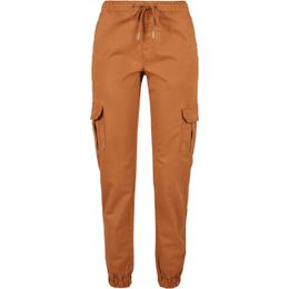 Cargohose Urban Classics "Urban Classics Damen Ladies High Waist Cargo Jogging Pants" Gr. 4XL, US-Größen, braun (toffee) Damen Hosen