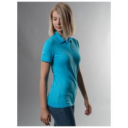 Poloshirt TRIGEMA "TRIGEMA aus elast. Piqué" Gr. L, blau (azur) Damen Shirts