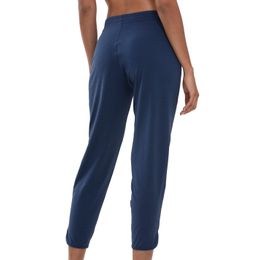 Schlafanzug Mey, Damen, Gr. M, blau (new blau), Single Jersey, Obermaterial: 46% Baumwolle, 46% Modal, 8% Elasthan, unifarben, klassisch, bequem 3/4-Länge, Rundhals, Homewear-Sets, mit gemustertem Oberteil