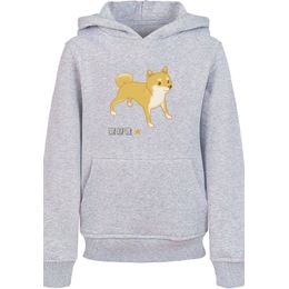 Kapuzenpullover F4NT4STIC "Shiba Inu Hund" Gr. 122/128, grau (erdgrau), Mädchen, Obermaterial: 65% Baumwolle, 35% Polyester, Pullover, Print