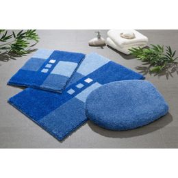 Badematte Grund Badematten Gr. 2 Stück, rechteckig (40 + 50cm x 50 + 80cm),, blau